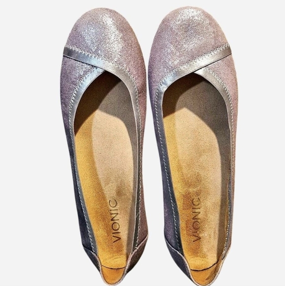 Vionic | Shoes | Vionic Caroll Shimmering Lilac Ballet Flats In Leather ...